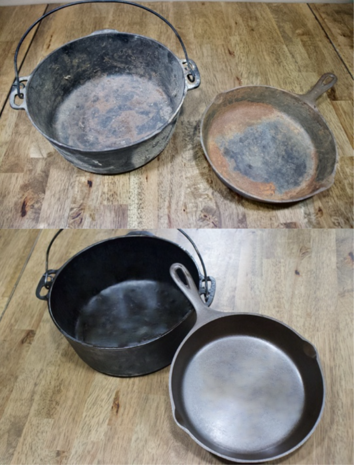 Simple cast iron cleaning: dutch oven/skillet restoration | Hawk Hill