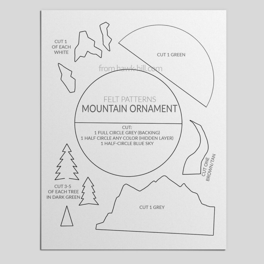 Mountain Themed PNW Christmas Ornament - Felt Pattern | Hawk Hill